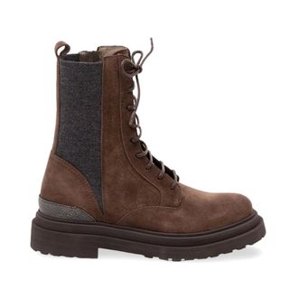 Brunello Cucinelli Femme, Chaussures, Brun, Taille: 37 EU Bottes &agrave; lacets en daim