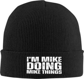 Generic Beanie pour Homme Je suis Mike, Je Fais des Trucs De Mike, Cest La Fête des Pères! Coupe-Vent Tricoter Chapeau Unisexe Knit Beanie pour Femme Adultes 