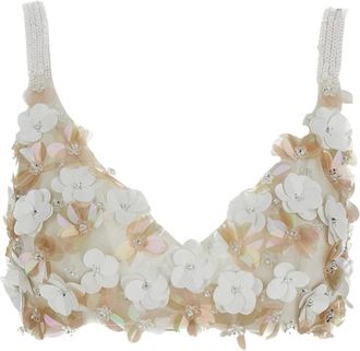 P.A.R.O.S.H. P.a.r.o.s.h., Femme, Tops, Blanc, Taille: 42 FR Floral Sequin Bandeau Top