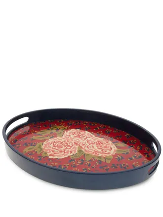 Lisa Corti plateau Leopard Flower en bois (24 cm) - Rouge