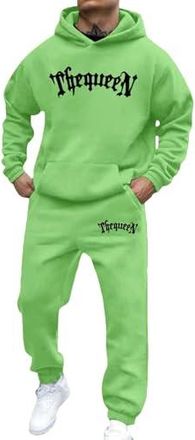 Generic Ensemble de surv&ecirc;tement pour homme avec imprim&eacute; lettres, manches longues, sweat &agrave; capuche, pantalon de surv&ecirc;tement ample, ensemble dentra&icirc;nement de jo