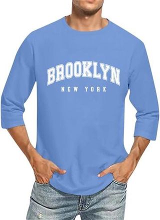 Generic Hauts &agrave; manches 3/4 pour hommes 2025 T-shirts d&eacute;contract&eacute;s pour la course &agrave; pied, tendance, ample, mignon, printemps 2025, t-shirts de sortie, t-shirt