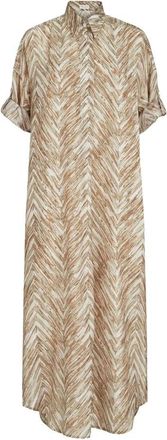 Brunello Cucinelli Femme, Robes, Multicolore, Taille: 38 FR Robe en soie &agrave; imprim&eacute; chevrons