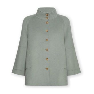 Elena Miro Doppel Wollmischung Caban - - Jackets - Damen - Gr&uuml;n - 3XL