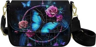 Hugs Idea Sac à bandoulière pour femme - Sac à main en cuir avec sangle de guitare, Papillon fantaisie, Taille unique