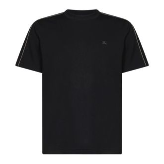 Burberry Check Trim Baumwoll-T-Shirt - - Tops - Herren - Schwarzk - XL