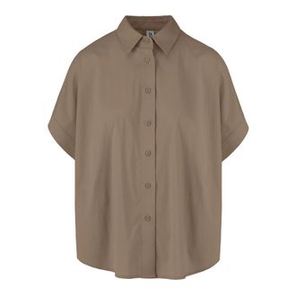 Bomboogie Femme, Blouses et Chemises, Brun, Taille: 42 FR Chemise Oversize en Satin de Coton