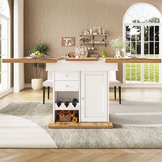 Generic Ausziehbarer Esstisch 110-140&times;80 cm f&uuml;r 4-6 Personen Platzsparender K&uuml;chentisch mit Snackregal Weinregal Schubladen Rechteckiger Bistrotisch f&uuml;r Esszi