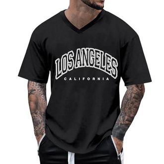 Generic T-shirt surdimensionn&eacute; pour homme - T-shirt d&eacute;t&eacute; &agrave; col rond &agrave; manches courtes - Avec imprim&eacute; urbains - Chemises basiques pour homme - Chemises d&eacute;contr