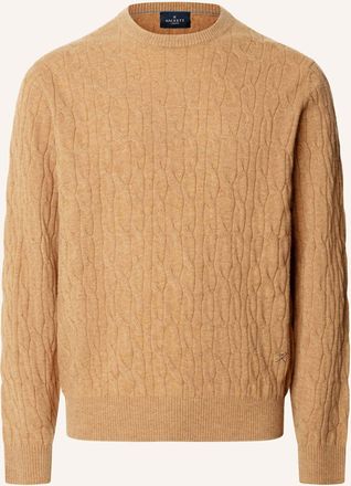 Hackett Pullover Lambswool Cable Crew beige