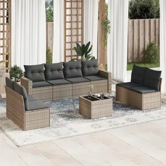 vidaXL Vidaxl - Set Divano Da Giardino 9 Pz Con Cuscini Grigio In Polyrattan