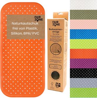 FAIR ZONE Badewannenmatte rutschfest 76x34 cm Antirutschmatte Badewanne Plastikfrei FSC Naturkautschuk 100% BPA+PVC frei Wanneneinlage in Coral Orange