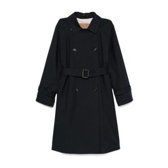 Max Mara Femme, Manteaux, Bleu, Taille: 36 FR Manteau Bleu &agrave; Double Boutonnage avec Ceinture