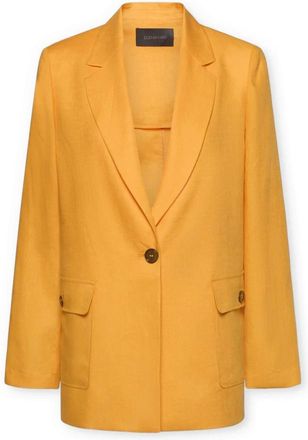 Elena Miro Femme, Vestes, Jaune, Taille: 44 FR Blazer en lin à poches