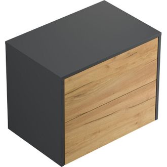 Magnolia Home Design Nachttisch Concepto L 60cm h&auml;ngend, 2 Pushausz&uuml;ge Grafit Eiche