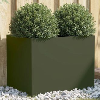 vidaXL Jardini&egrave;re vert olive 62x47x46 cm acier lamin&eacute; &agrave; froid