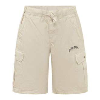 Palm Angels Curved Logo Loose Cargo Shorts - - Shorts - Herren - Wei&szlig; - L