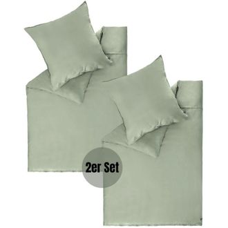 Sch&ouml;ner Wohnen Kollektion SCH&Ouml;NER WOHNEN Satin Bettw&auml;sche PLAIN - 2er Set 135x200 cm, Gr&uuml;n