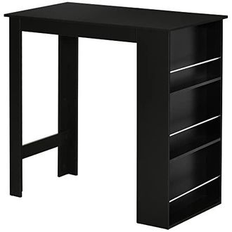 HOMCOM Table de Bar Table Haute de Cuisine Mange-Debout comptoir - dim. 112L x 57l x 106H cm - 3 étagères - Noir