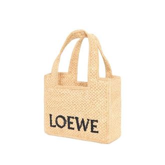 Loewe Mini LOEWE Font Tote en raphia