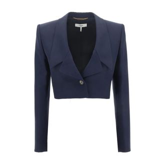 Chlo&eacute; Femme, Vestes, Bleu, Taille: 38 FR Veste Blazer en Laine &agrave; Motif Monochrome