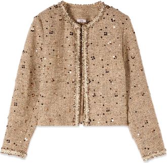 Oltre Femme, Vestes, Beige, Taille: 42 FR Veste en tweed &agrave; sequins