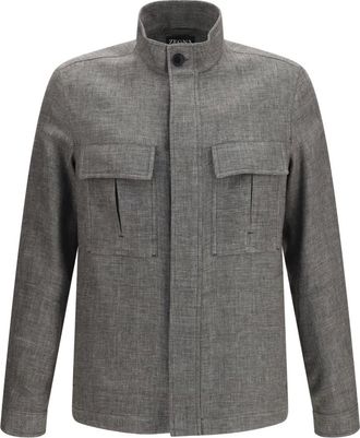 Ermenegildo Zegna Veste Chemise &agrave; Col Haut - Homme - Vestes - Gris - Taille: 2XL