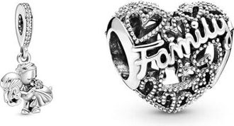 Pandora Pandora 798896C01 Perle de mariage. & Charm 798571C00 Breloque en argent pour la famille du coeur de la femme