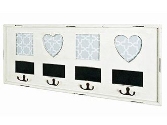 Haku Möbel garderobe Murale Blanc Antique, Bois Massif, MDF - Dim.: L 63 cm x H 26 cm x P 3 cm, Style: Industrial