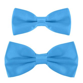 DonDon Vater-Sohn Fliegen Set im Partnerlook, bereits gebunden und verstellbar - Azurblau