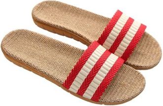 UPKOCH Pantoufles L&eacute;g&egrave;res Coton et Lin pour Couple Antid&eacute;rapantes et Absorbantes Confortables et Respirantes pour Int&eacute;rieur Hiver Rouge