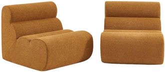 Sweeek 2er-Set modulare Lounge-Sessel mit strukturiertem Boucl&eacute;-Bezug, Strukturiertes Boucl&eacute;, Senfgelb