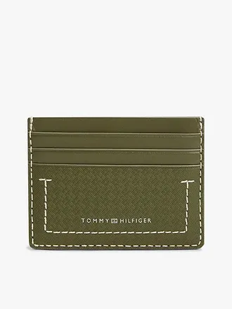 Tommy Hilfiger Porte-cartes en cuir &agrave; motif drapeau gaufr&eacute;
