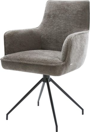 DELIFE Polsterstuhl Heira-Flex mit Armlehnen Kreuzgestell konisch Schwarz Boucl&eacute; Soft Schlamm Taschenfederkern