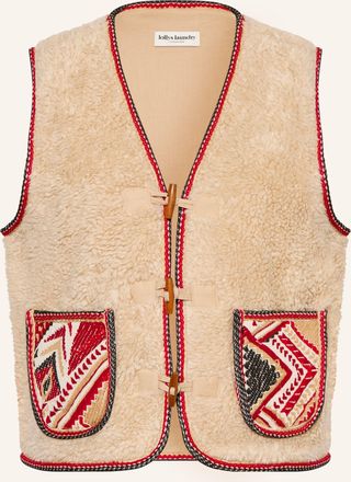 Lollys Laundry Lollys Laundry Kunstfell-Weste Hugoll rot