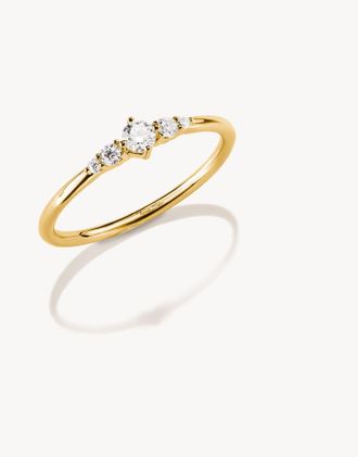 Thomas Sabo bague avec zirconias blancs en or jaune, blanc-Dor&eacute;