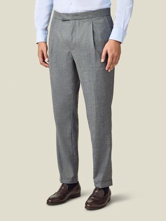 Luca Faloni Pleated Trousers in Hellgrau aus Wolle f&uuml;r Herren