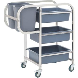 vidaXL Chariot de cuisine avec r&eacute;cipients en plastique 82x43,5x93 cm
