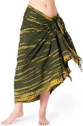 Panasiam Sarong tiedye style, olive green yellow, 190x116cm