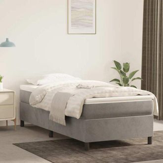 vidaXL Bettgestell ohne Matratze Hellgrau 100x200 cm Samt Vidaxl