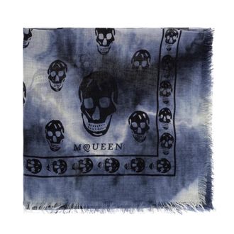 Alexander McQueen Schal mit Totenkopfmotiv - - Accessories - Herren - Blau - ONE SIZE