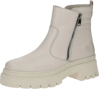 Caprice Damen Stiefeletten ohne Absatz Memotion aus Leder Plateau Weite G, Beige (Beige Nappa), 37 EU