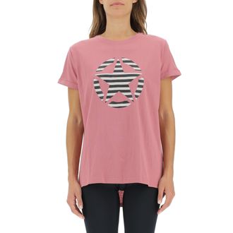 Jeep O102613-P490 J Woman T-Shirt Oversize Star Striped Print Turn-up Sleeve J22W Dusty Rose L