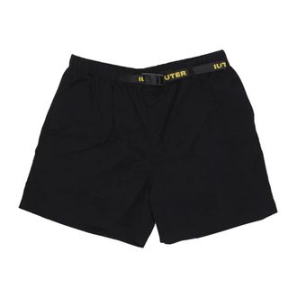 Iuter Schwarze Elastische Taille Shorts Leichter Stoff - - Shorts - Herren - Schwarzk - XS