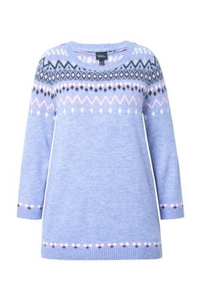 Ulla Popken Strickpullover Norweger-Pullover Rundhals Langarm weicher Strick