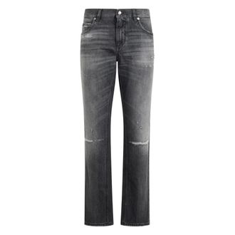 Dolce & Gabbana Homme, Jeans, Gris, Taille: L Jean Droit en Denim D&eacute;lav&eacute;