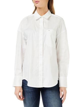 Tommy Jeans Damen Hemd Oversize Cotton Shirt Langarm, Wei&szlig; (White), 1XL