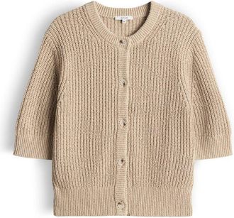 OPUS Cardigan Cardigan aus BCI Cotton mit Rippstruktur Knopfleiste mit Hornoptik-Kn&ouml;pfen, schmale Passform