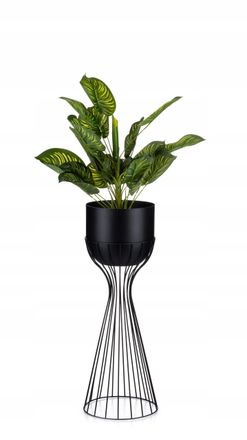HowHomely Moderne Blumenst&auml;nder Metall 56 cm Hoch mit Schwarz Blumentopf Rund 18 cm &Oslash; auf Robuste St&auml;nder - Pflanzenst&auml;nder zur Dekoration Innenr&auml;umen
