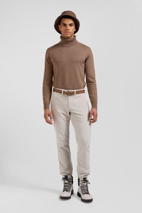 Eden Park Pantalon Chino En Coton Velours Stretch &Eacute;cru Coupe Regular